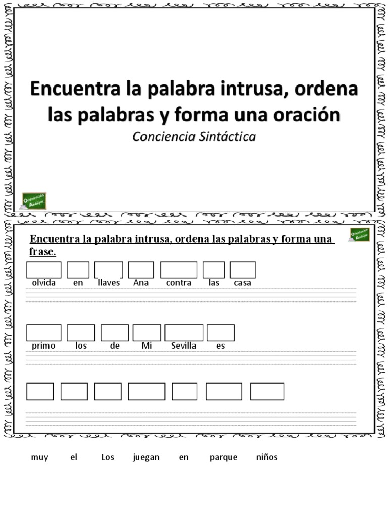 IMPRIMIR 5 Encuentra-Intruso-Y-Ordenar-Palabras | PDF