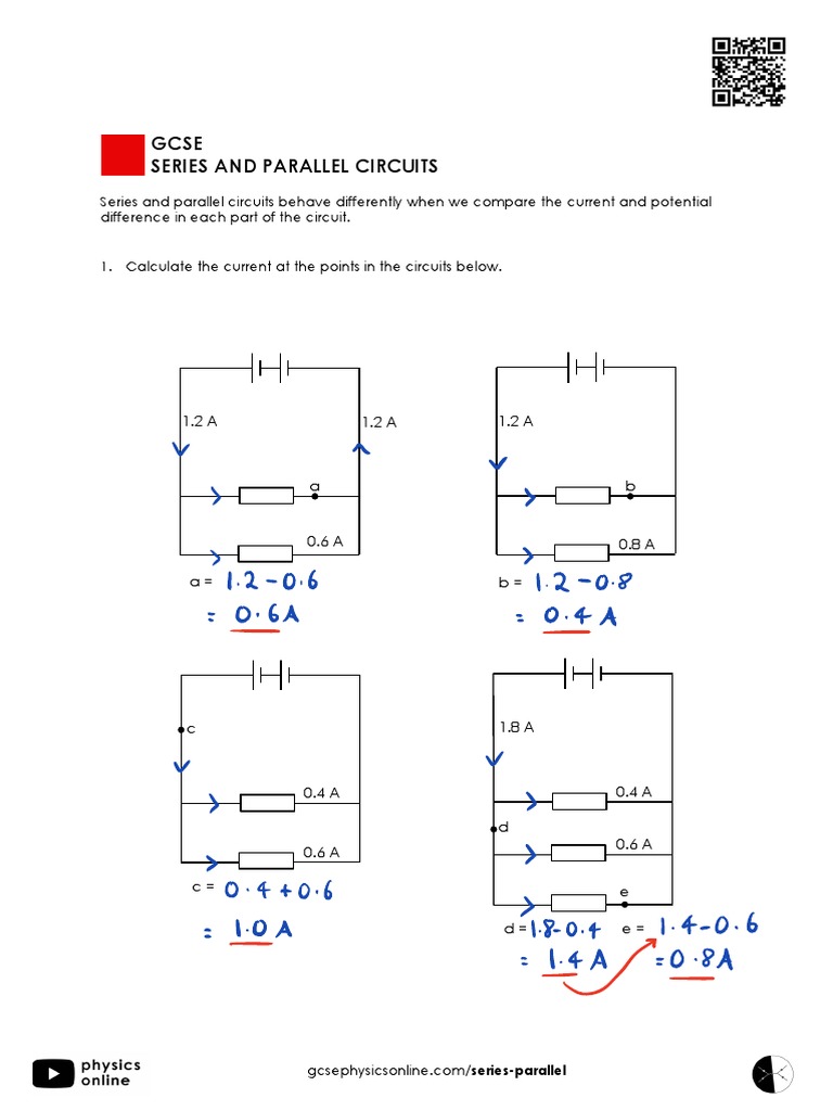 GCSE Series and Parallel Circuits Answers | PDF | Electrical Network ...