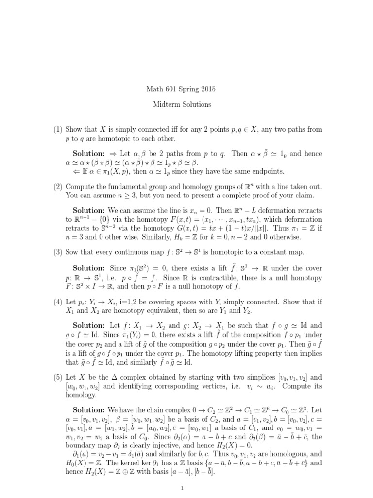 Midterm 601 Solutions | PDF | Mathematical Analysis | Topology Midterm 601 Solutions | PDF | Mathematical Analysis | Topology