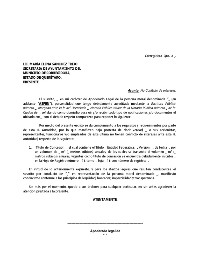 Carta de No Conflicto de Intereses | PDF