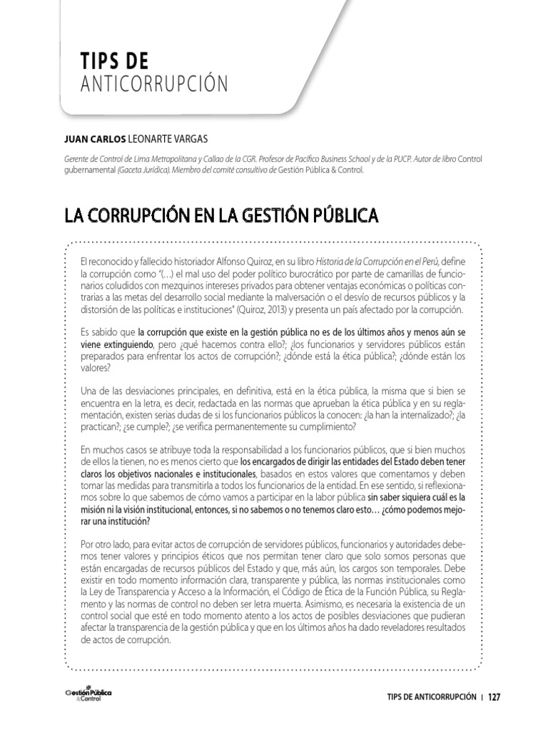 Corrupcion En Gestion Publica Pdf