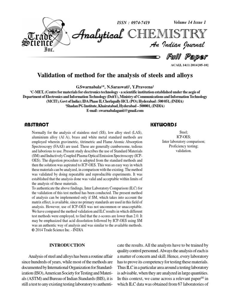 Steel & Alloy Analysis Validation | PDF | Alloy | Manganese