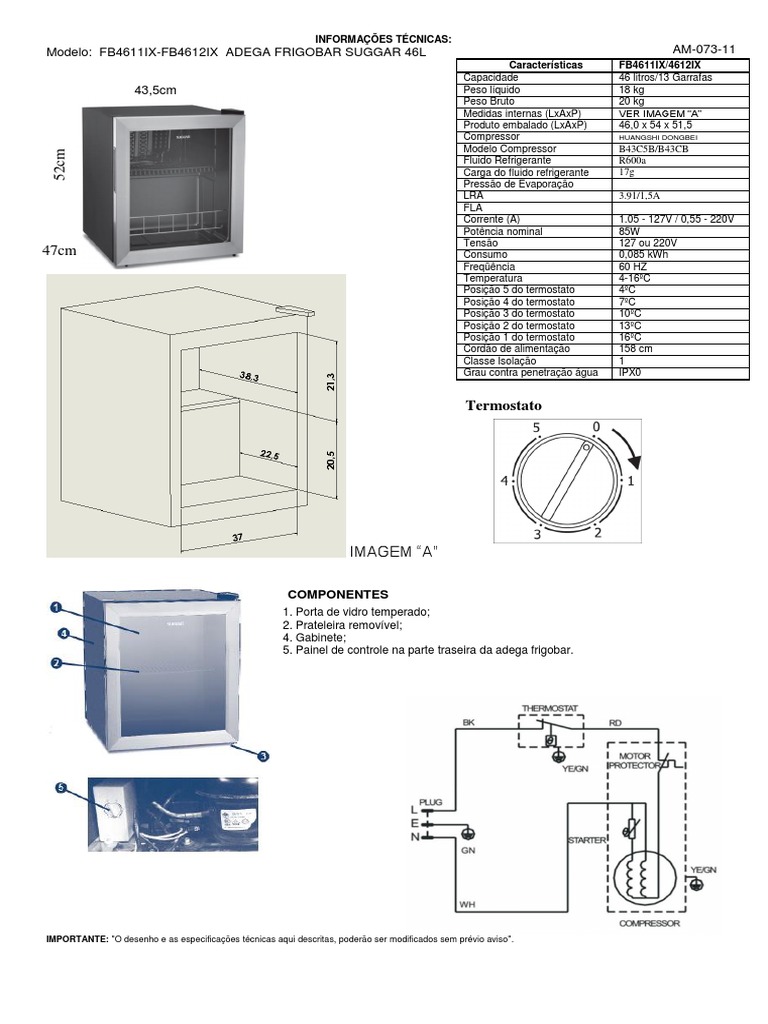 Adega Frigobar - Manual Técnico | PDF | Ciências Físicas | Física Aplicada e Interdisciplinar