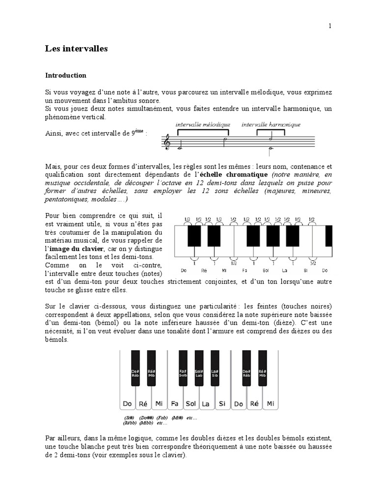 Comprendre les intervalles musicaux | PDF | Intervalle (Musique ...