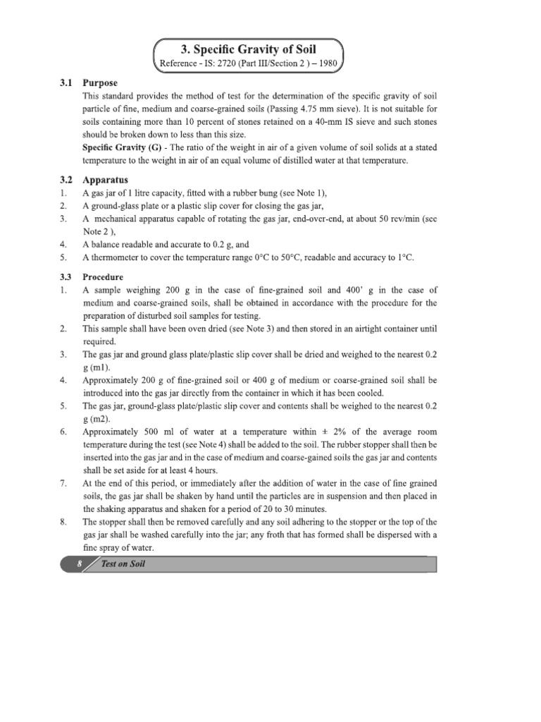 Specific Gravity Test Pdf