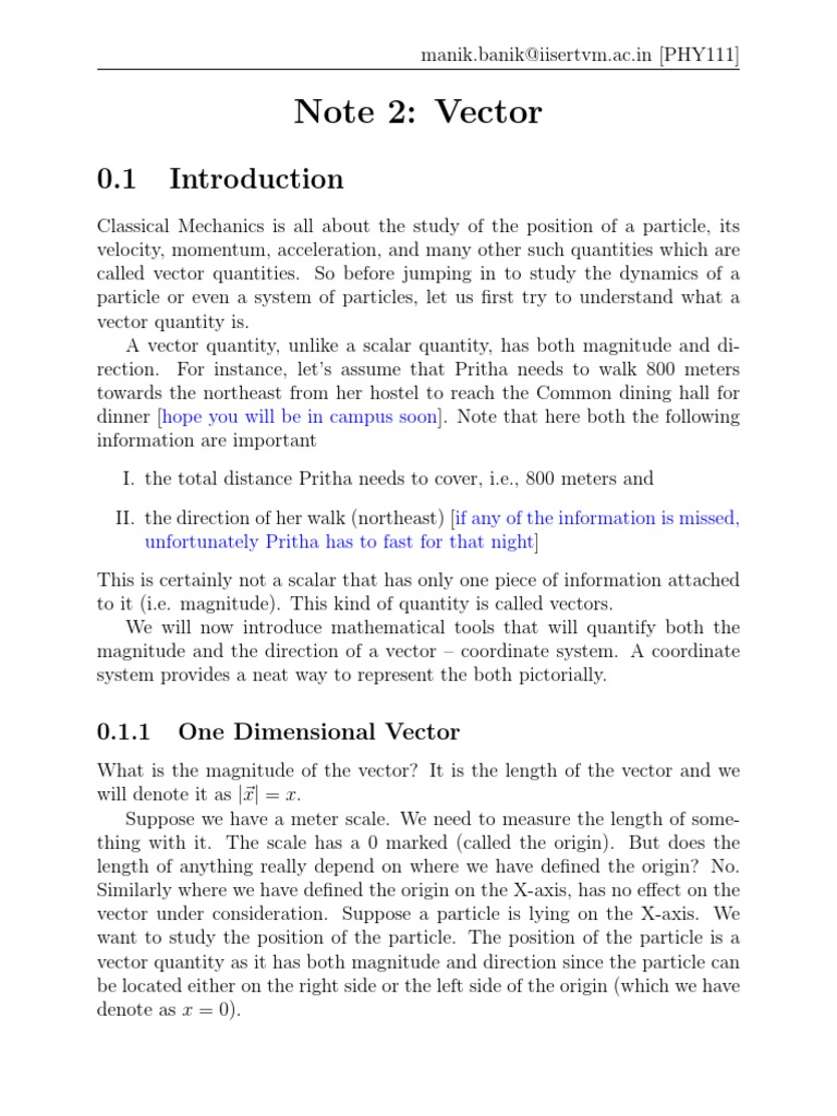 Phy 111 | PDF | Euclidean Vector | Scalar (Mathematics)
