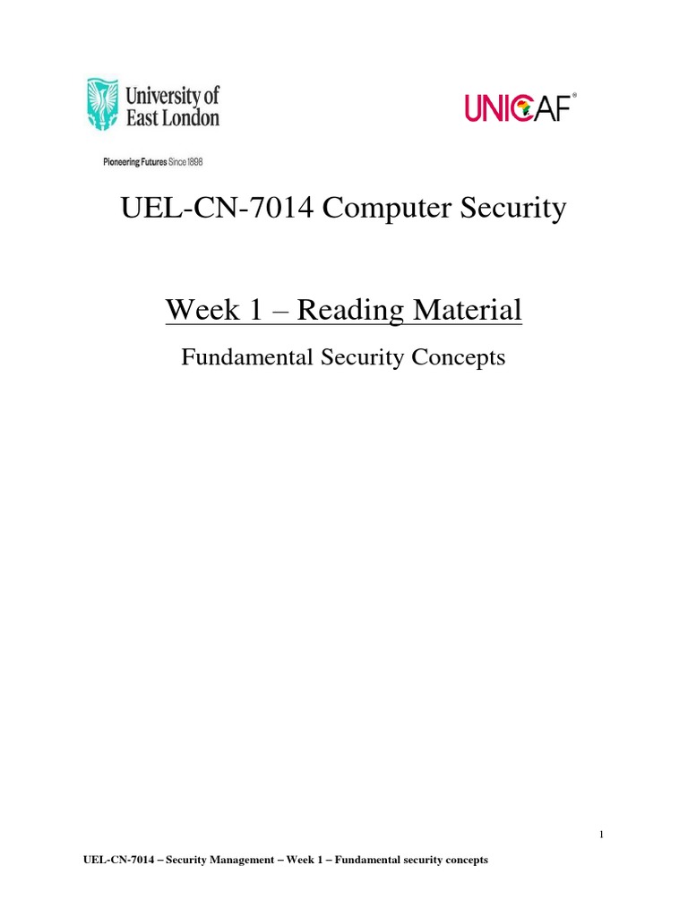 Uel CN 7014 Reading Material Week 1 | PDF | Information Security ...