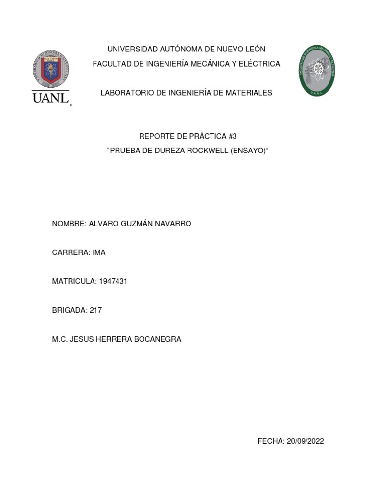 Practica 3. Ensayos de Dureza Rockwell (Ensayo) | PDF | Ciencia y ... Practica 3. Ensayos de Dureza Rockwell (Ensayo) | PDF | Ciencia y ...