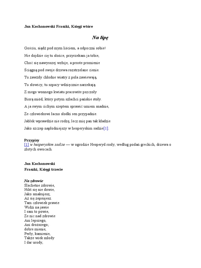 Kochanowski Teksty | PDF