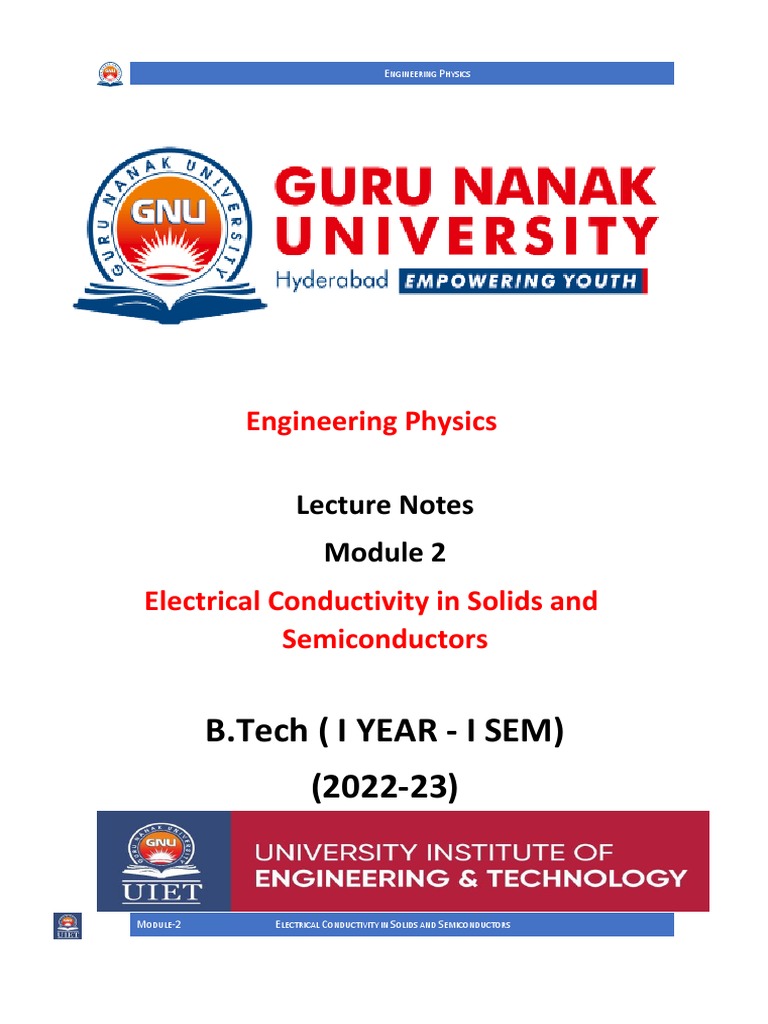 Module 2 Lecture Notes Engineering Physics Pdf Semiconductors