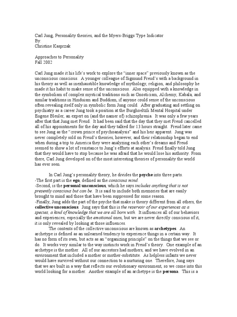 Carl Jung, Personality Theories, and The Myers-Briggs Type Indicator ...