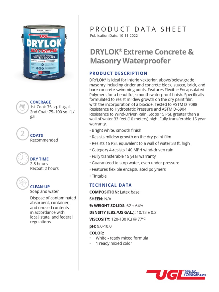 Drylok Extreme Masonry Waterproofer Pds | PDF | Paint | Concrete