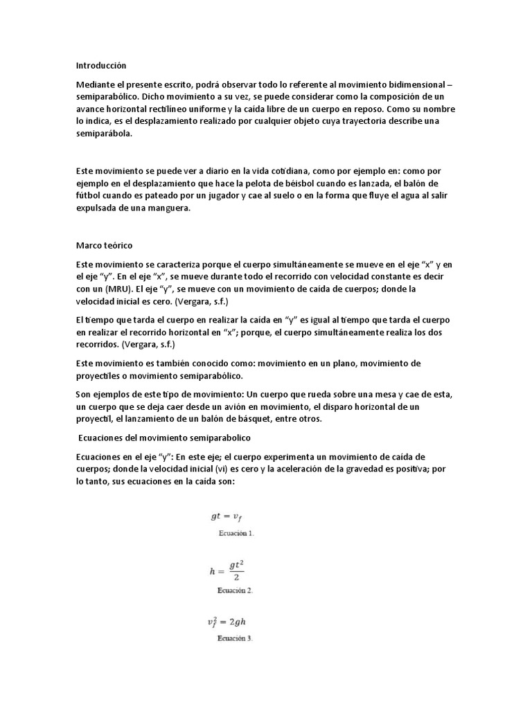 Movimiento Semiparabolico | PDF | Ciencia y matemáticas | Historia