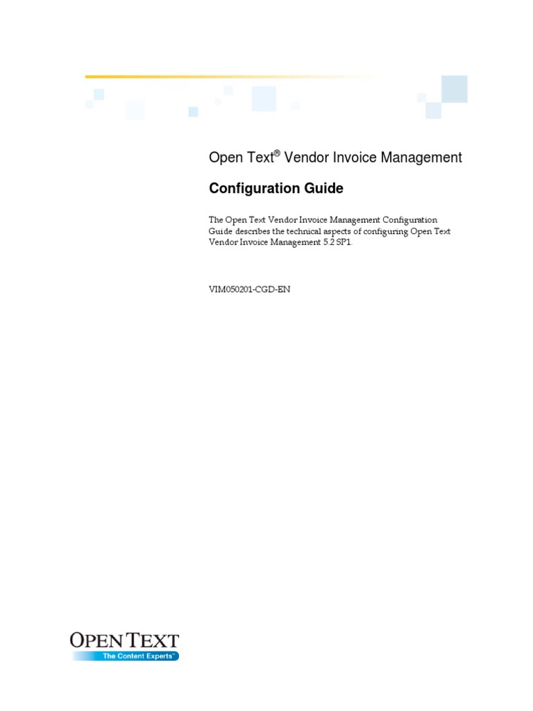Open Text Vendor Invoice Management 5 (1) .2 Configuration Guide | PDF ...