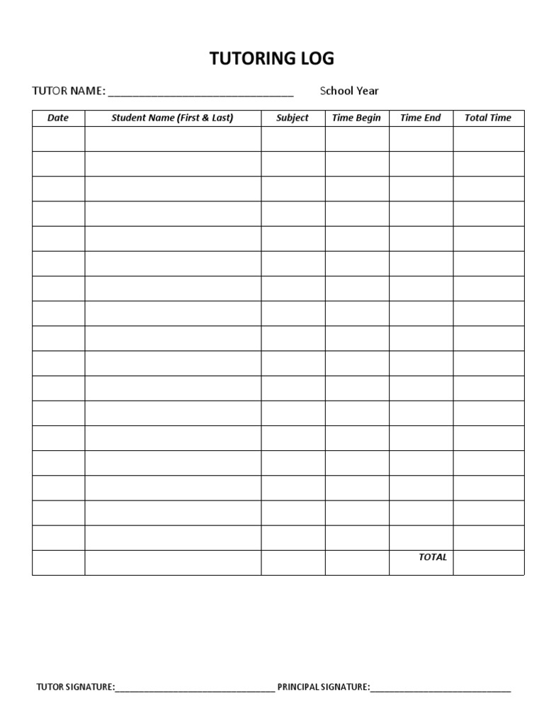 Tutor Log Template | PDF