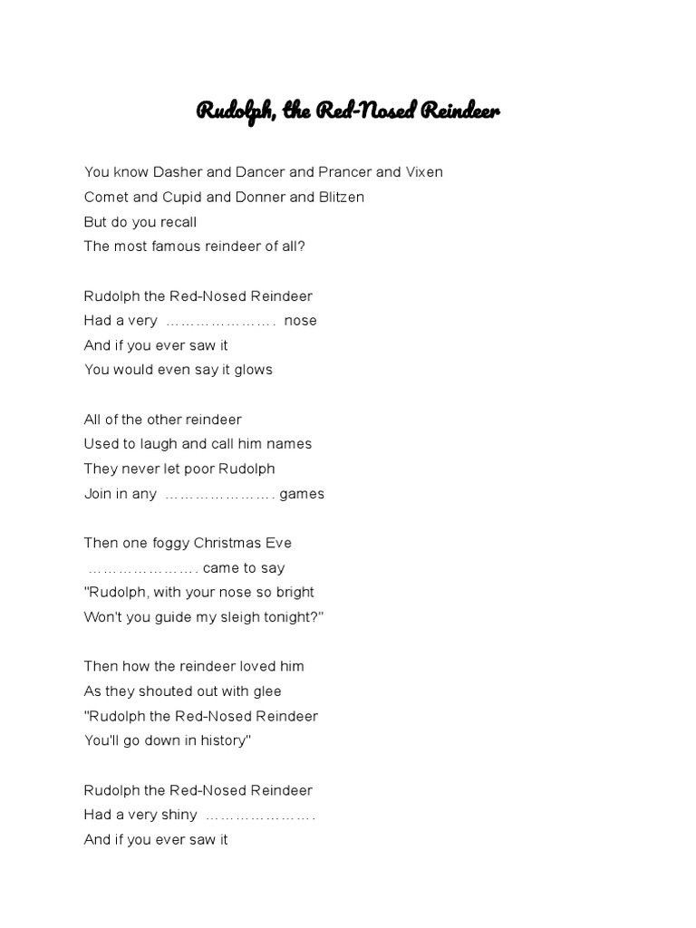 Rudolph the Red-Nosed Reindeer Poem | PDF