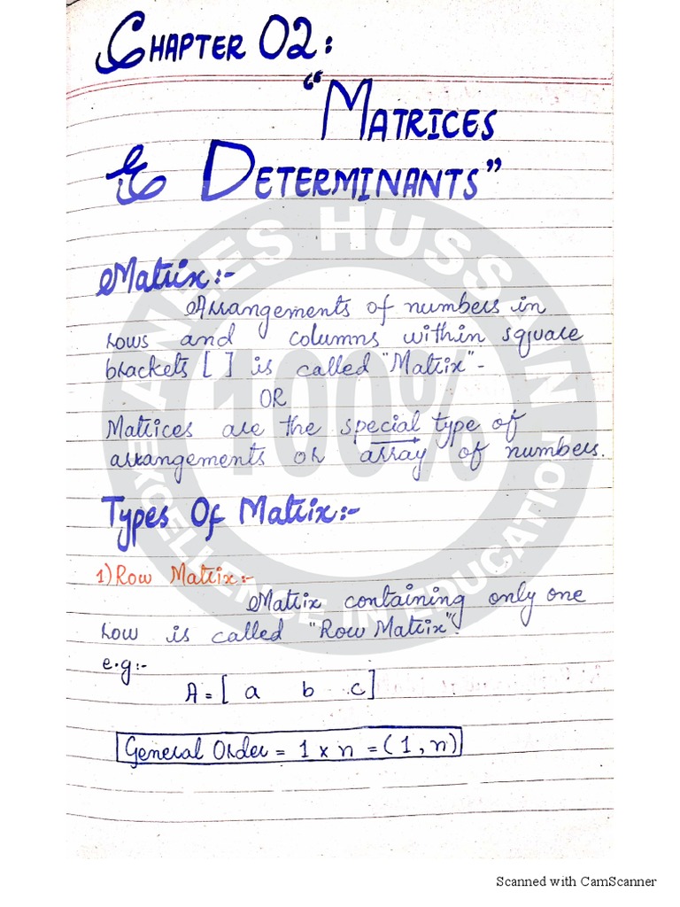 Matrices and Determinants | PDF | Matrix Theory | Linear Algebra