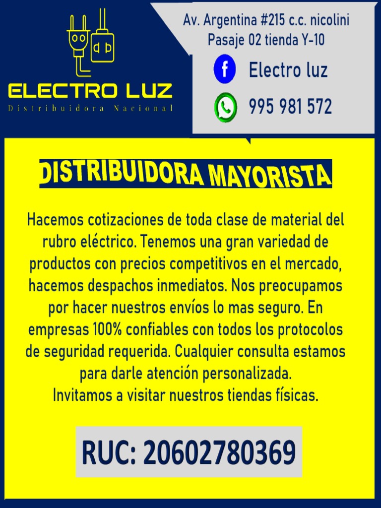 Catalogo Electro Luz Eirl. | PDF | Bienes manufacturados | Equipo eléctrico