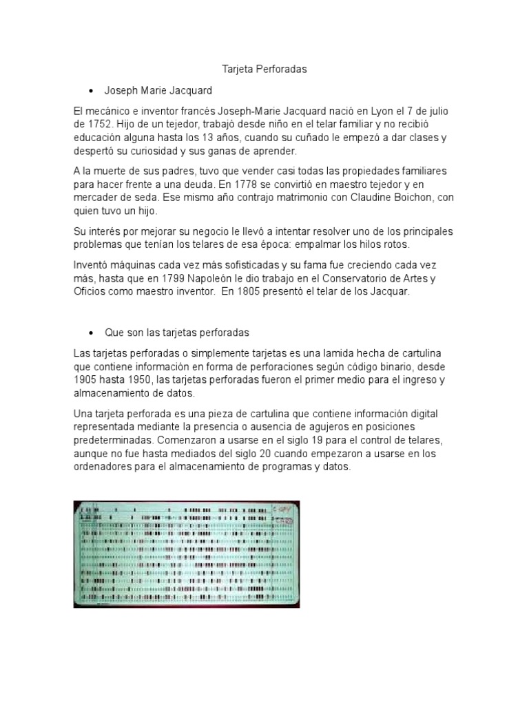Historia de las tarjetas perforadas | PDF | Disco flexible ...