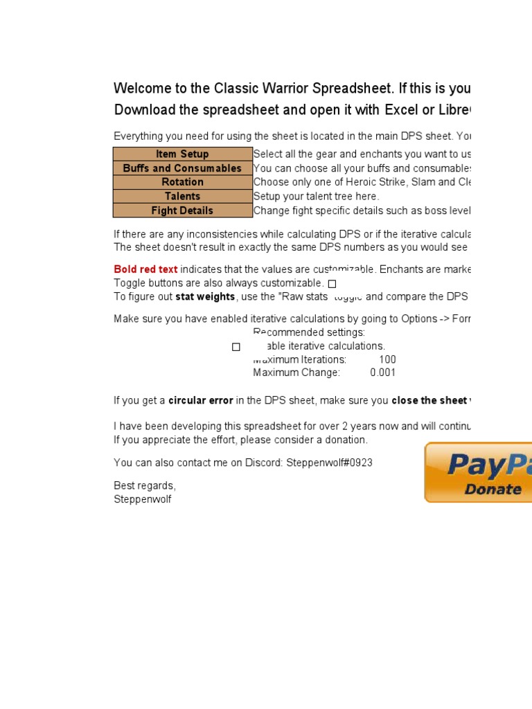 The Classic Warrior Spreadsheet - A Comprehensive DPS Calculator for ...