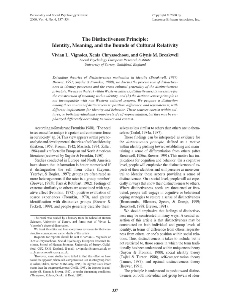 Vignoles 2000 | PDF | Identity (Social Science) | Self Esteem