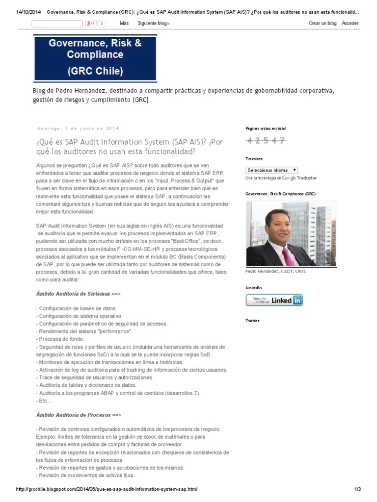 Governance, Risk & Compliance (GRC) - ¿Qué Es SAP Audit Information ...
