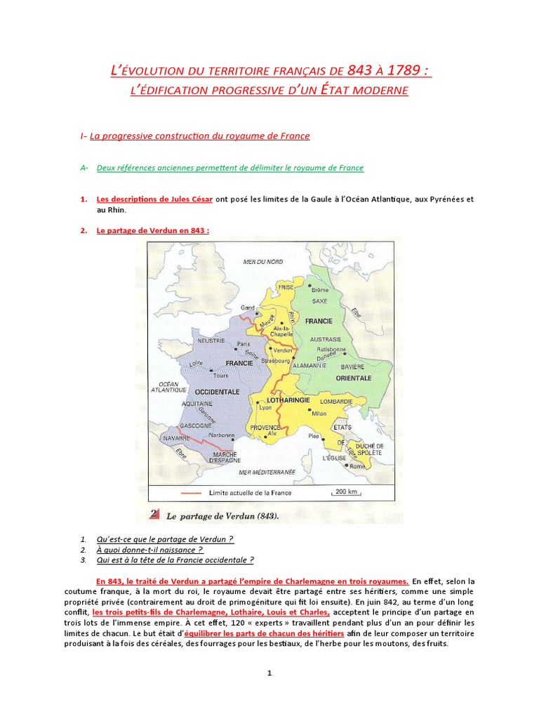 Évolution du territoire français (843-1789) | PDF | Royaume de France ...