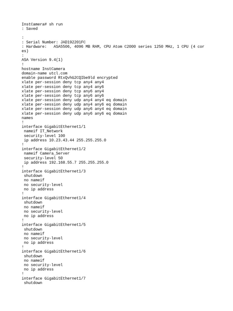 Firewall Config-Cisco-Inst CCTV Camera-IT Network | PDF | Internet ...