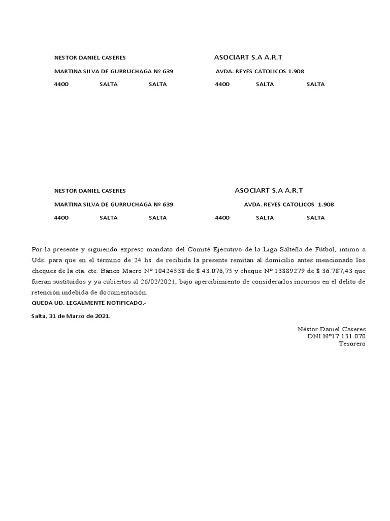 Formato Carta Documento - Ca | PDF