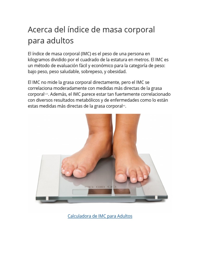 Cómo calcular y entender el IMC adulto | PDF | Índice de masa corporal ...