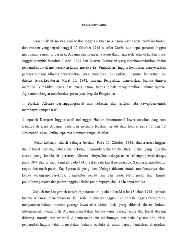 Kasus Selat Corfu | PDF