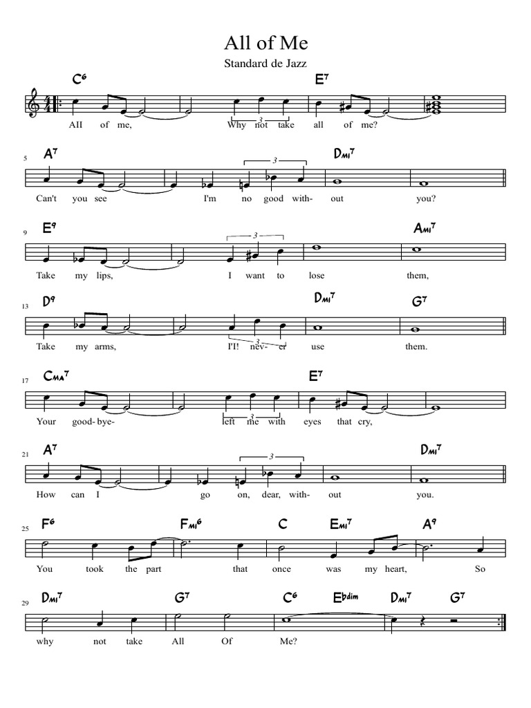All - of - Me Jazz Standard | PDF