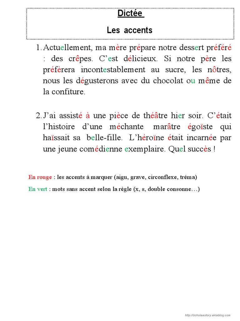 Dictee Les Accents | PDF
