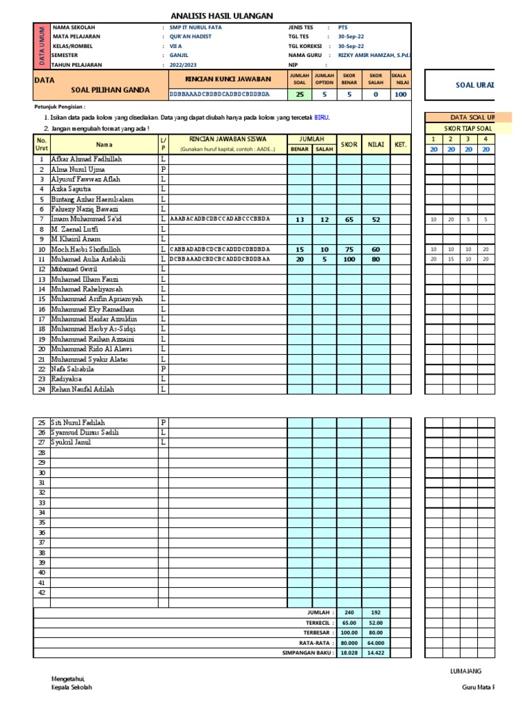 Form Koreksi Excel | PDF