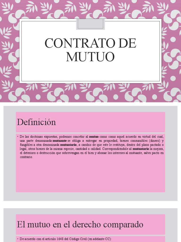 Contrato de Mutuo | PDF | Derecho contractual | Ley común