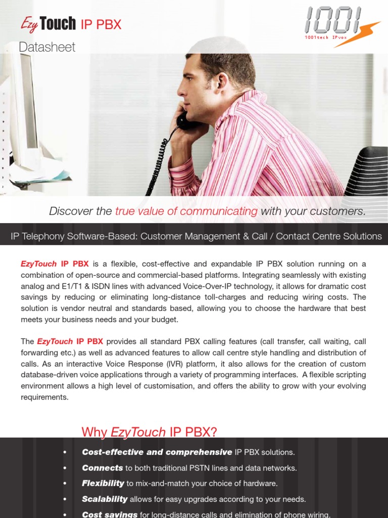 1001tech IPvox IP PBX Datasheet | PDF | Call Centre | Telephony