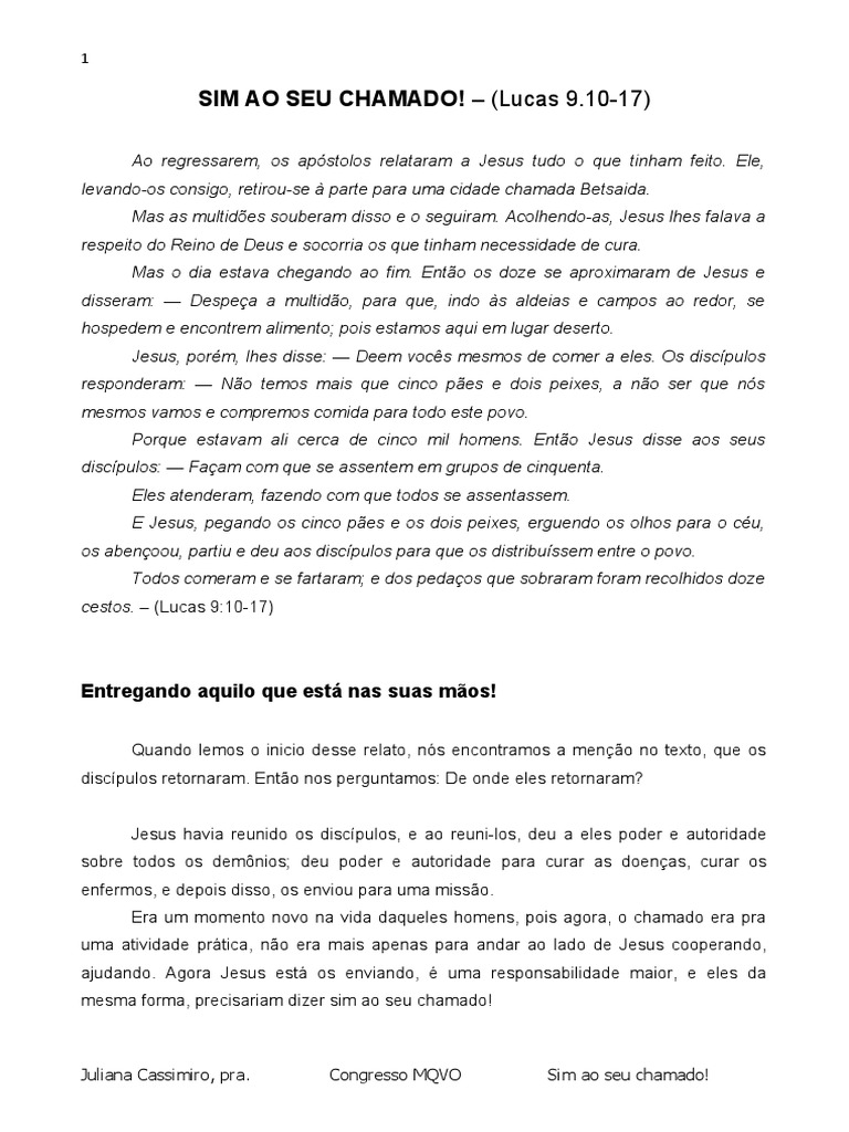 Sim Ao Seu Chamado! | PDF | Jesus | Amor
