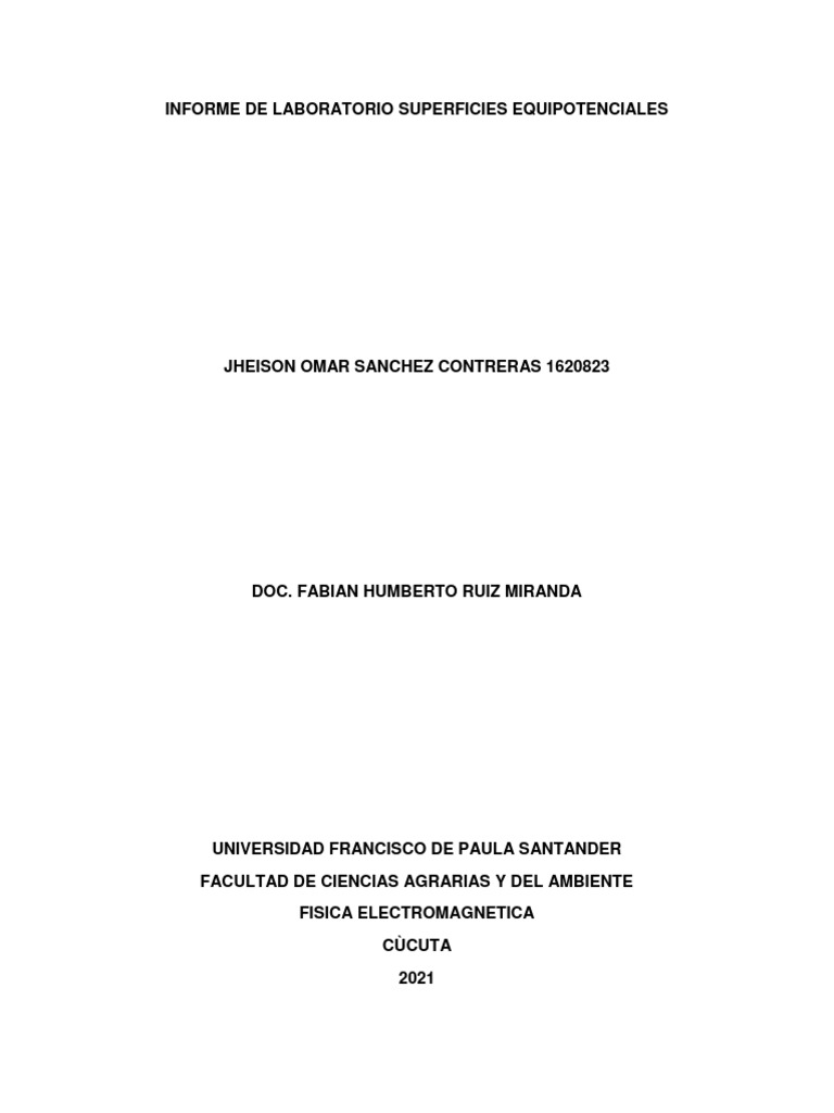 Informe de Laboratorio Superficies Equipotenciales | PDF | Campo eléctrico | Electricidad