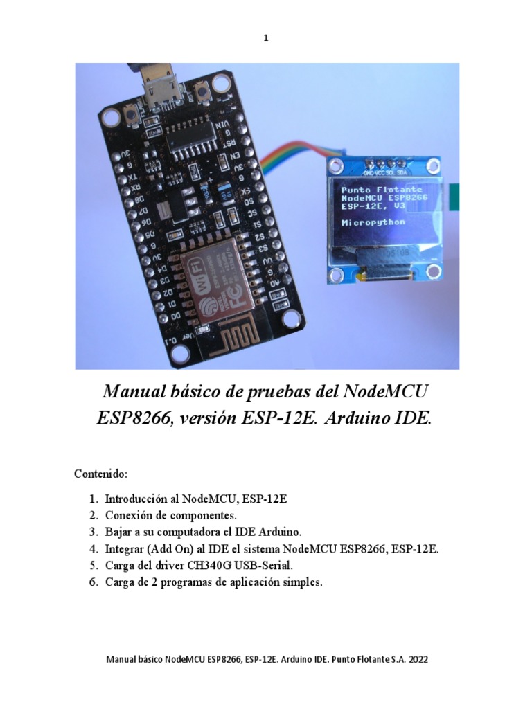 Manual Basico Nodemcu Esp 12e Arduino | PDF | Arduino | USB