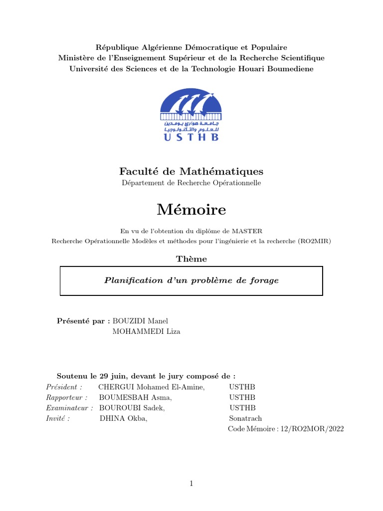 M Moire M2 | PDF | Recherche opérationnelle | Puits de pétrole