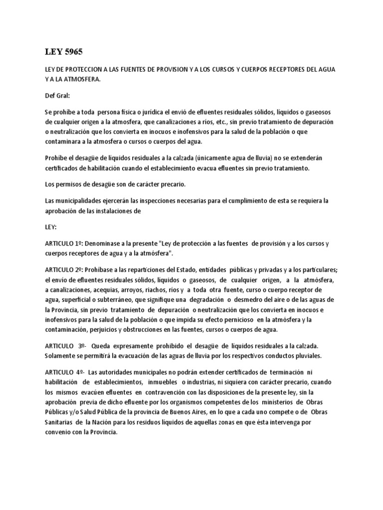 Ley 5965 | PDF | Contaminación | Multa (pena)
