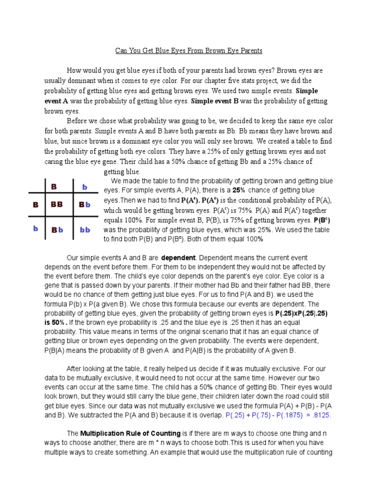 Chapter 5 Stats Project - Ashley Max | PDF | Eye Color | Permutation