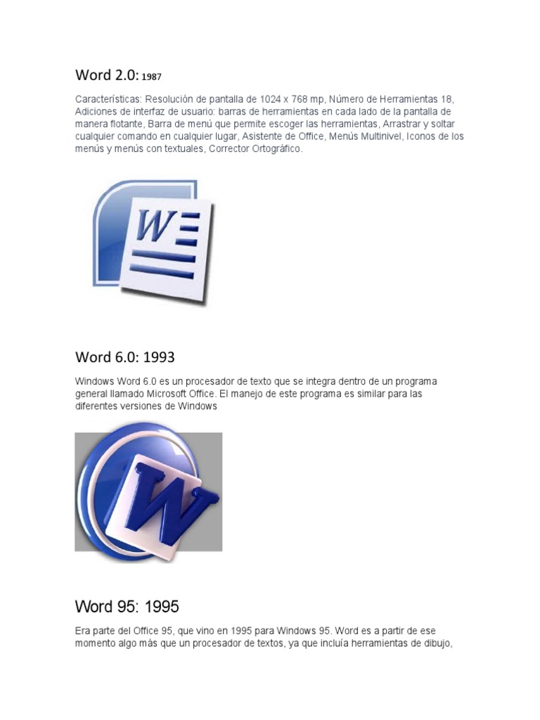 Línea del tiempo de versiones de Word | PDF | Microsoft Word ...
