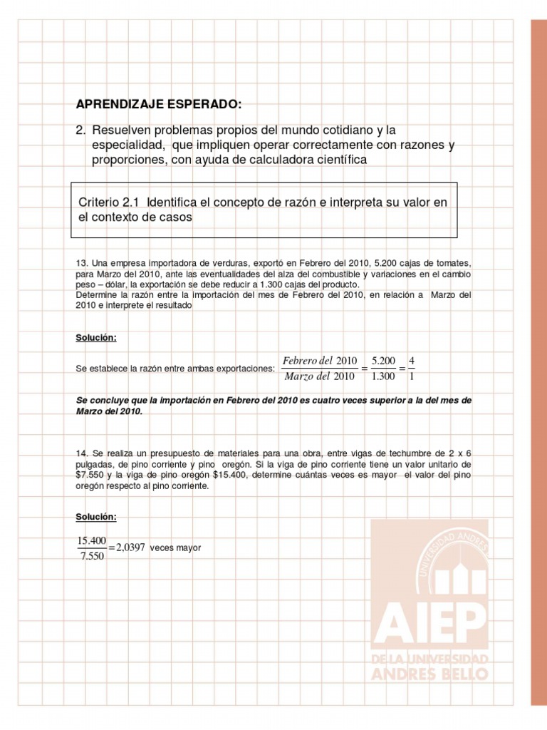 Ejercicios Resueltos Razones Proporciones Porcentajes | PDF ...