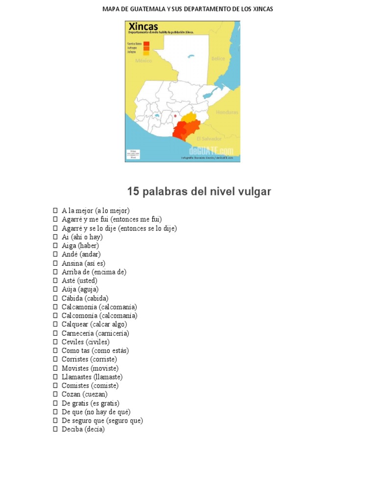 Mapa de Guatemala y Sus Departamento de Los Xincas | PDF | Sistema ...