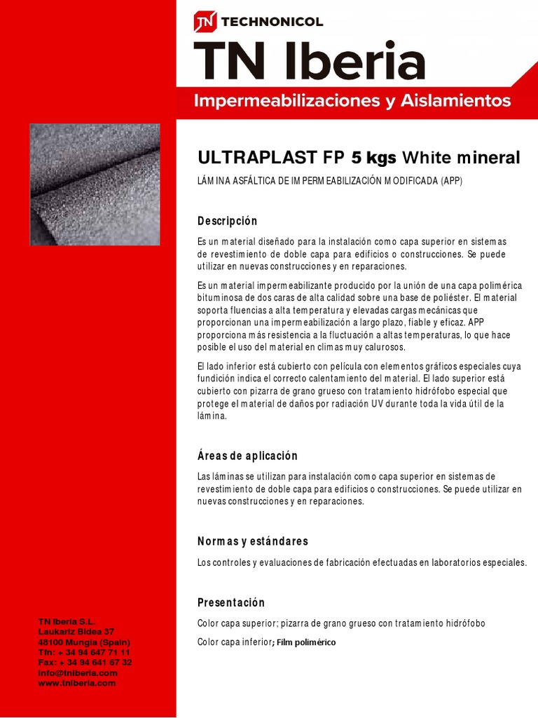 ULTRAPLAST FP 5 Kgs White Mineral | PDF | Materiales | Ciencias fisicas