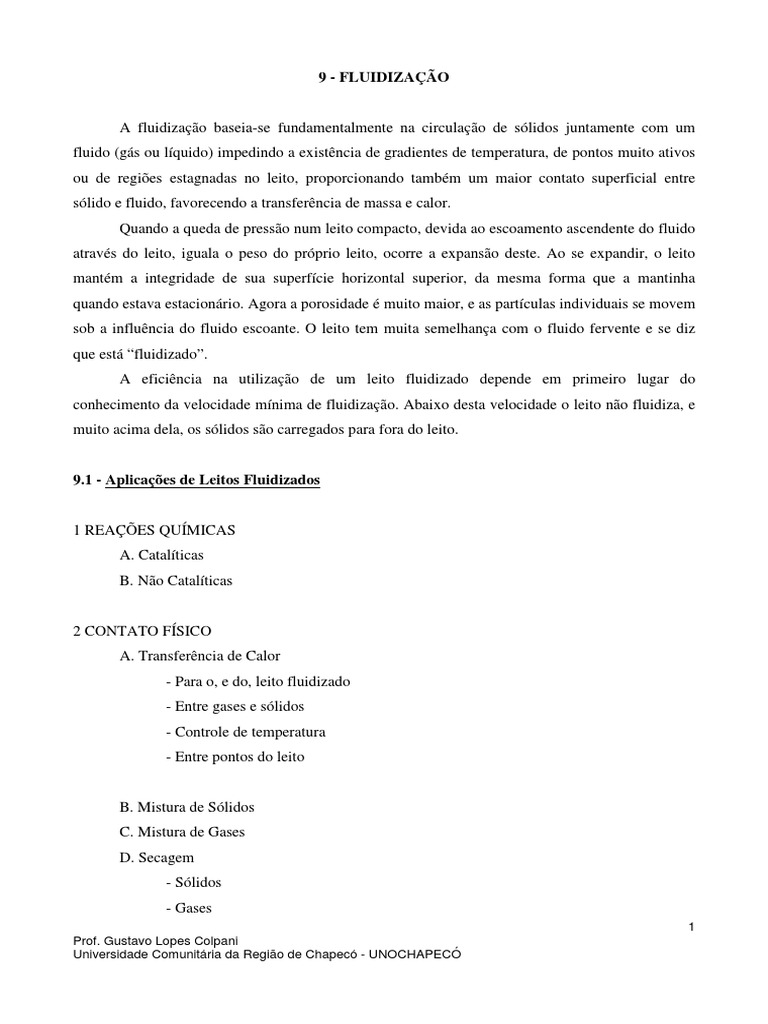 Capitulo IX Fluidizacao | PDF | Calor | Gases