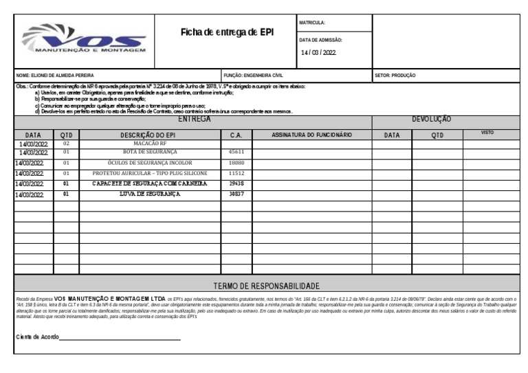 Ficha de Epi - Vos - Eli | PDF | Business