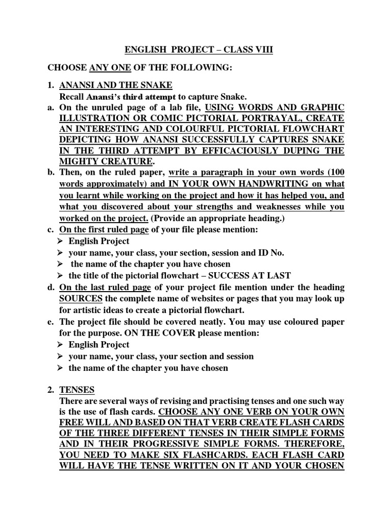 Class Viii - English Project | PDF | Flashcard | Human Communication