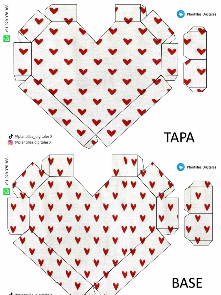 Caja Corazón - Plantillas Digitales | PDF